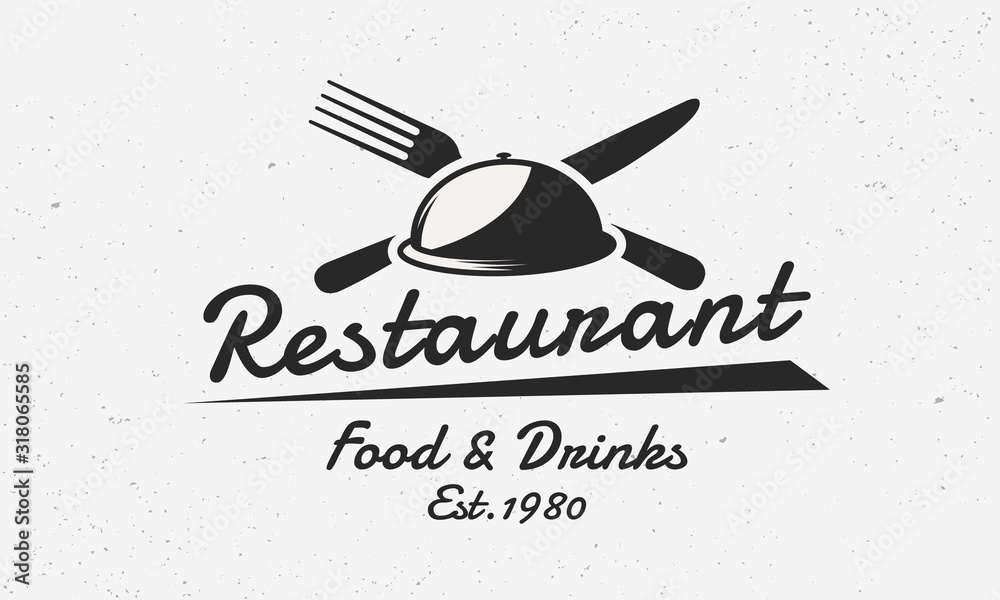Restaurant, kitchen, cooking logo or poster. Restaurant vintage label ...