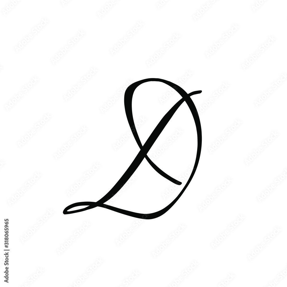 D letter brushstyle handwritten vector isolated Stock Vector | Adobe Stock