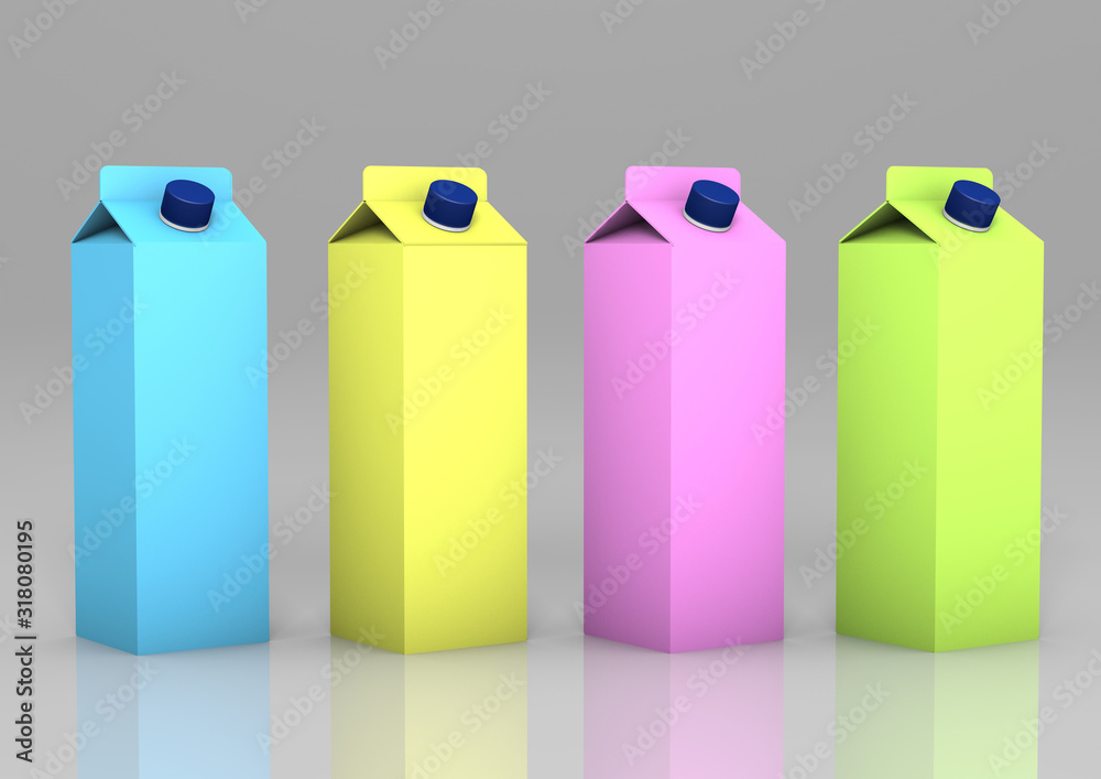 Colourful blank milkshake carton renders Stock Illustration | Adobe Stock