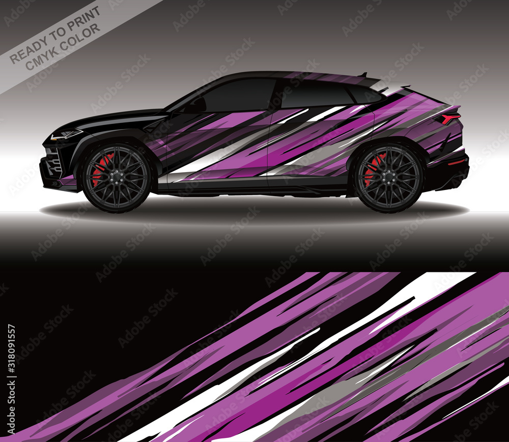 Car wrap decal design vector, custom livery race rally car vehicle ...