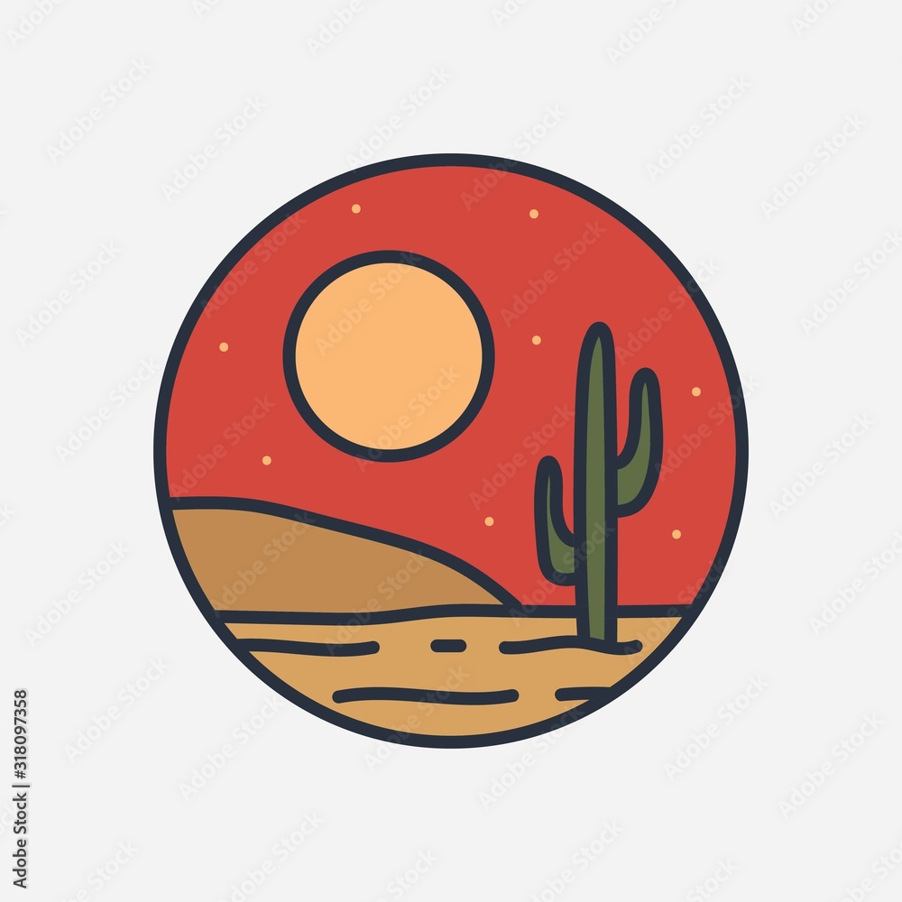 simple logo badge desert design, for t-shirt prints, patches, emblems ...