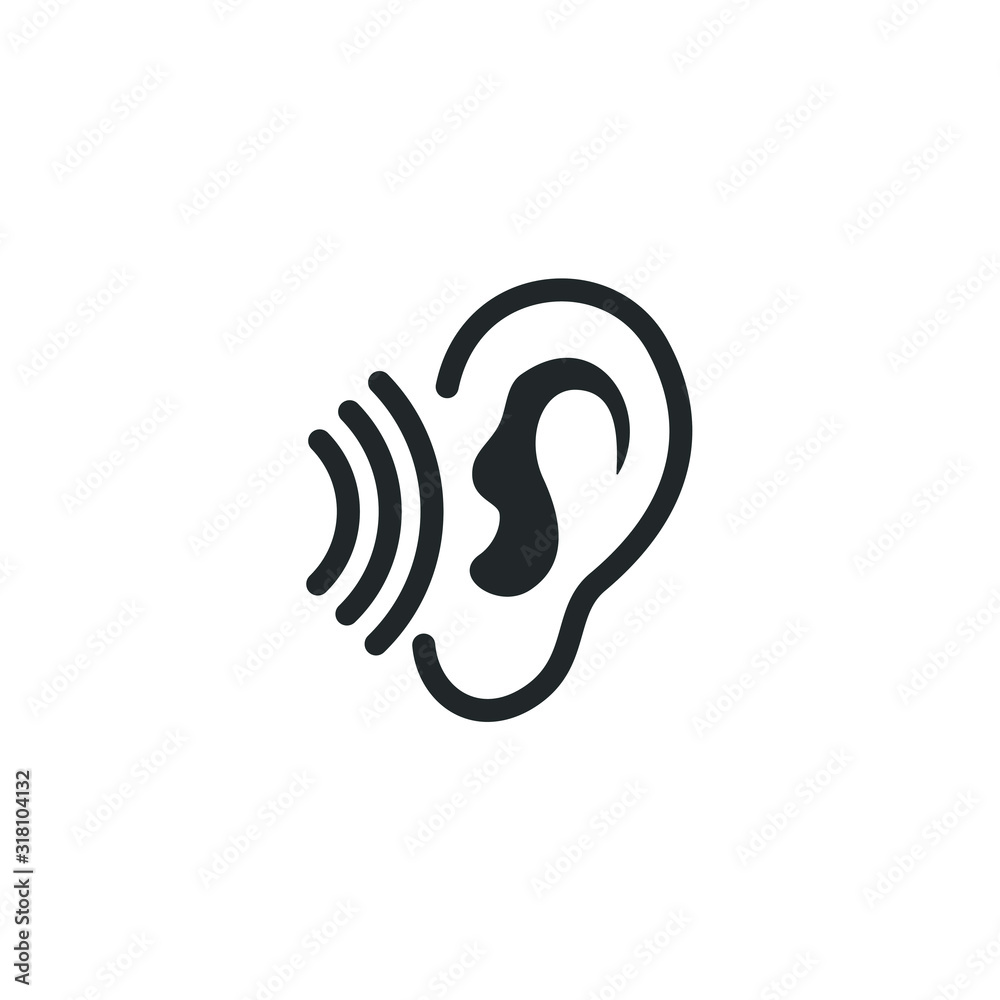 Ear, hearing icon template color editable. Ear symbol vector sign ...