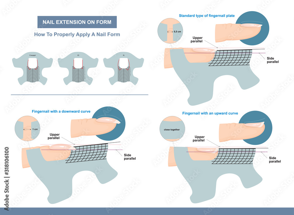 Nail Extension on Form. How to Properly Apply a Nail Form. Professional ...