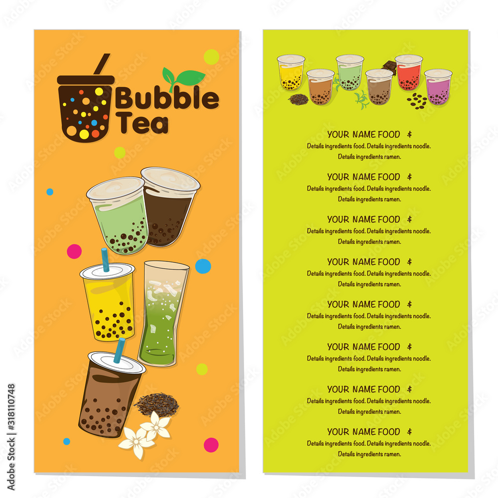 bubble tea menu graphic template Stock Vector | Adobe Stock