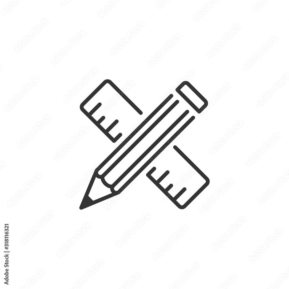 Pencil and ruler icon template color editable. Pencil and ruler symbol ...