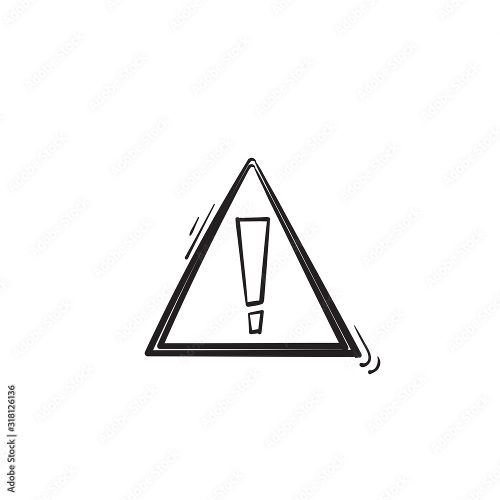 hand drawn hazard warning symbol. Warning icon and sign of danger ...