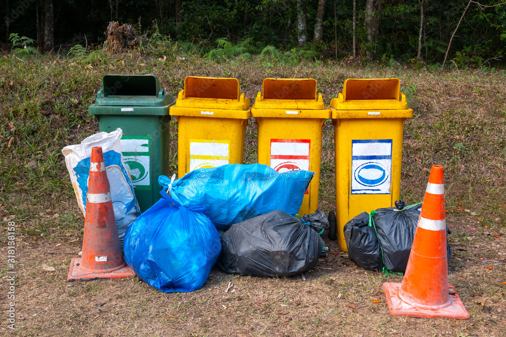 Garbage trash bins for Waste separation. Separate waste collection food ...