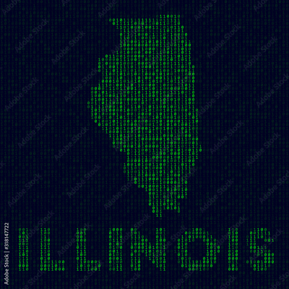 Digital Illinois logo. US state symbol in hacker style. Binary code map ...