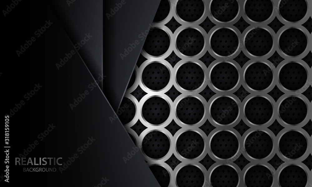 Black and silver circle geometric shape metal corporate background ...