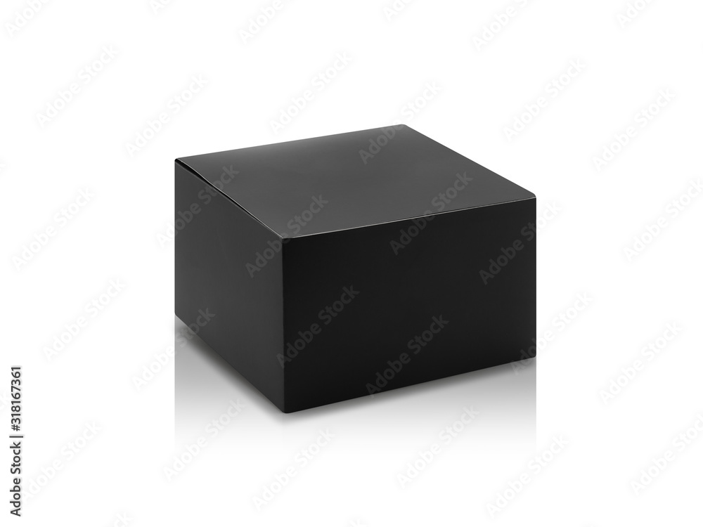 Black box product packaging in side view isolated on white background ...