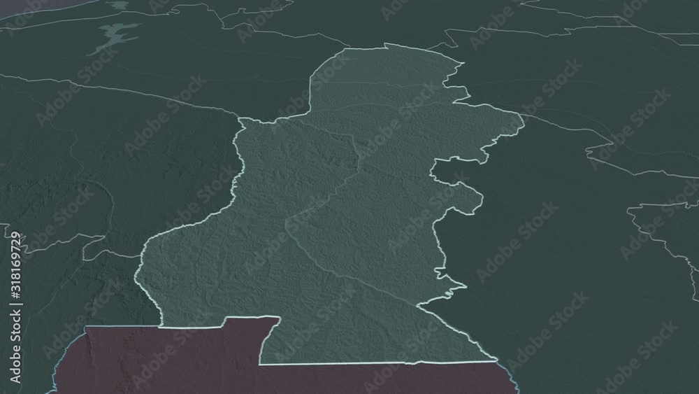 Kasaï, province with its capital, zoomed and extruded on the ...