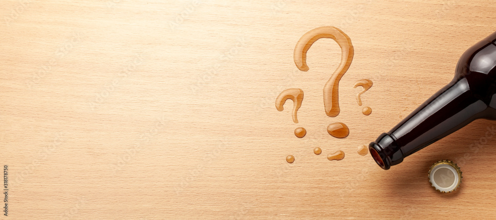 Beer bottle and question marks. Kaka choose beer. Why drink alcohol ...