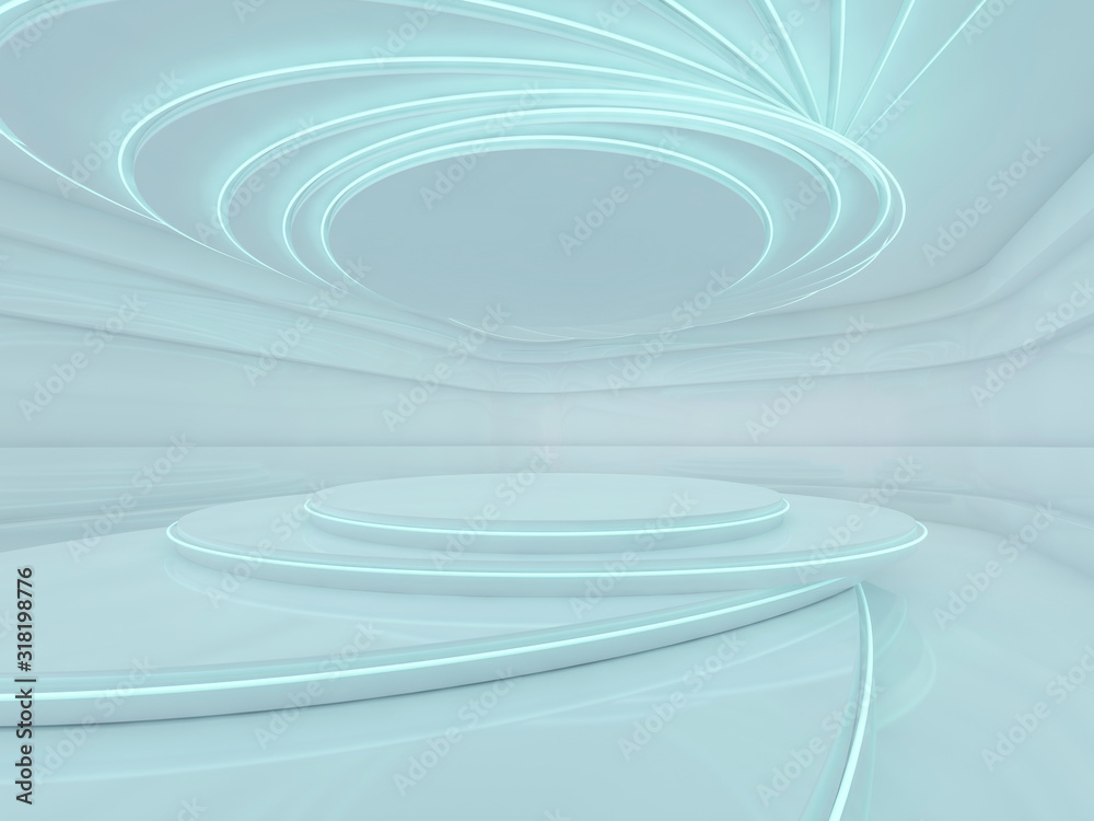 Abstract blue modern architecture background. 3D Stock Photo | Adobe Stock