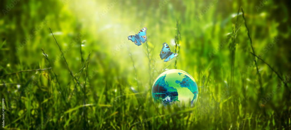 Card for World Earth Day. Saving environment, save clean green planet ...