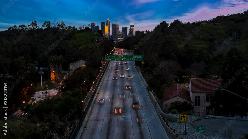 Pasadena Freeway (Arroyo Seco Parkway) CA 110 leads to downtown Los ...