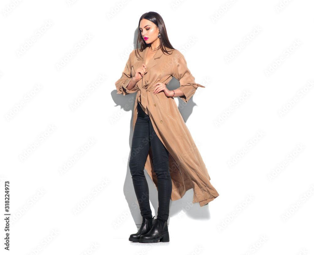 Beauty Model Girl Posing In Fashionable Spring Clothes Wear Apparel