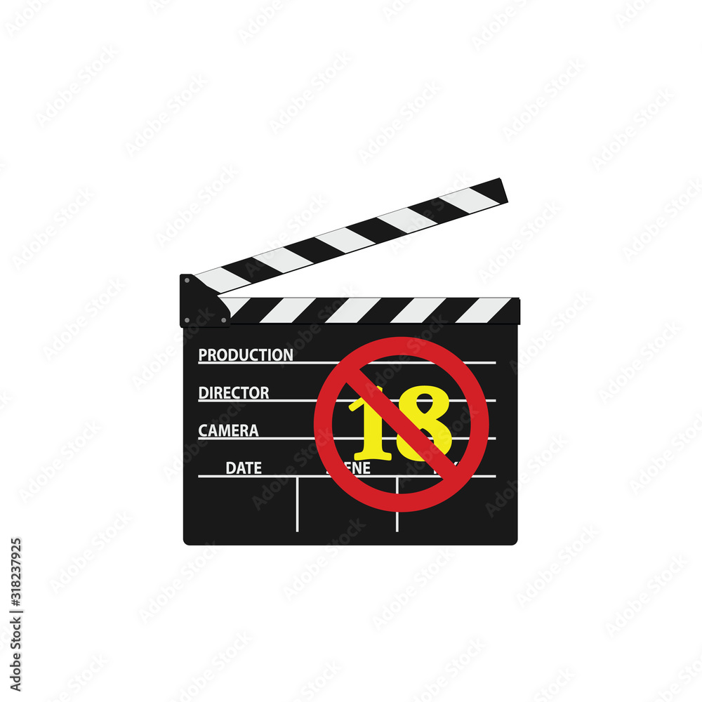 movie clipper with under 18 sign vector Stock Vector | Adobe Stock