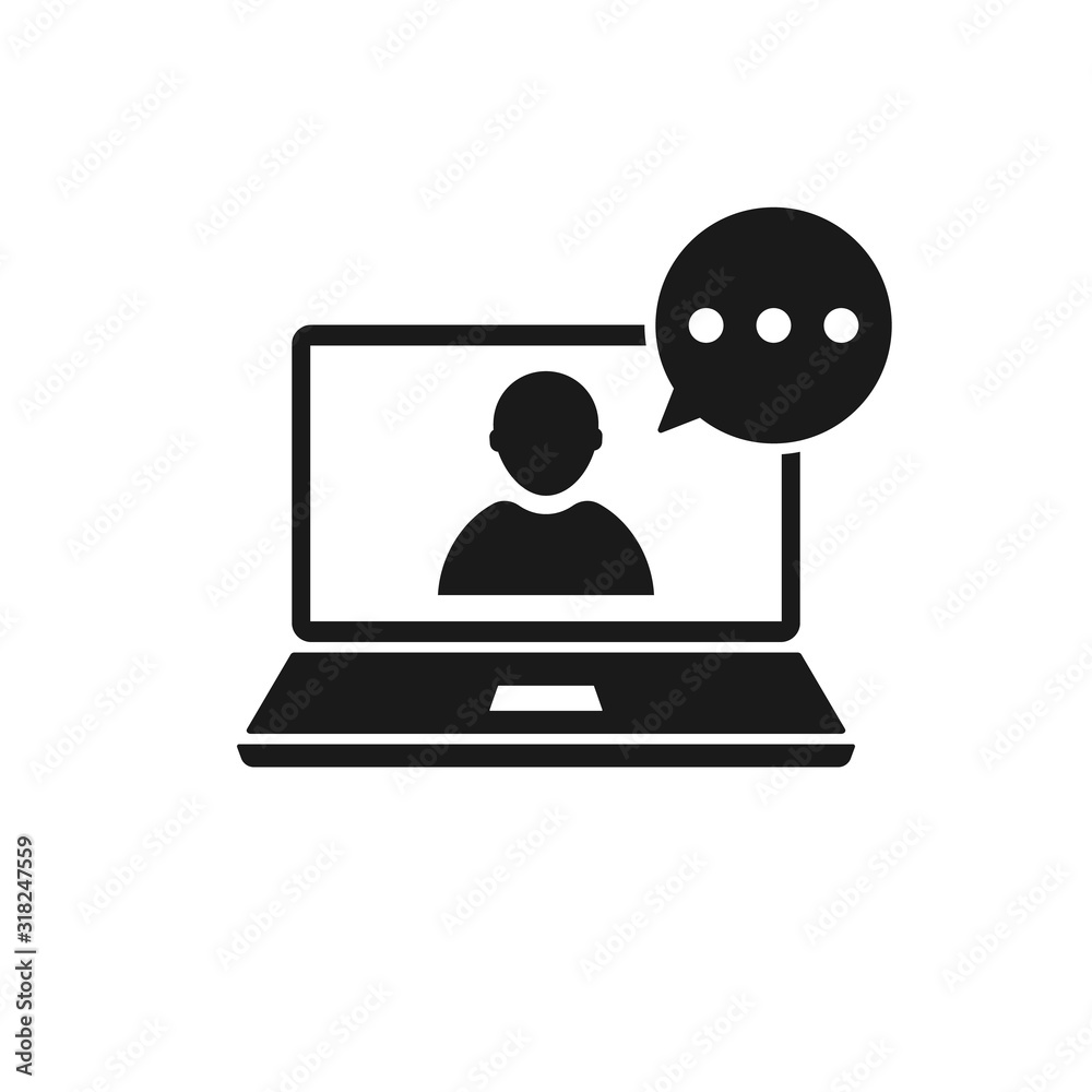 chat laptop vector icon simple design Stock Vector | Adobe Stock