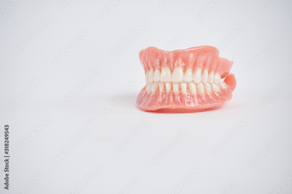 Dentures. Full removable denture. Isolate on white background Stock ...