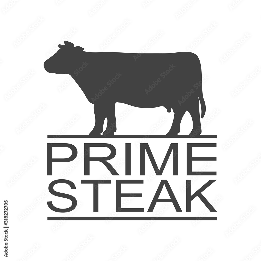 Prime Beef. Vintage icon steak label, logo, print sticker for Meat ...