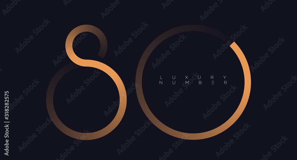 Golden line eight - zero numbers vector font alphabet, modern minimal ...