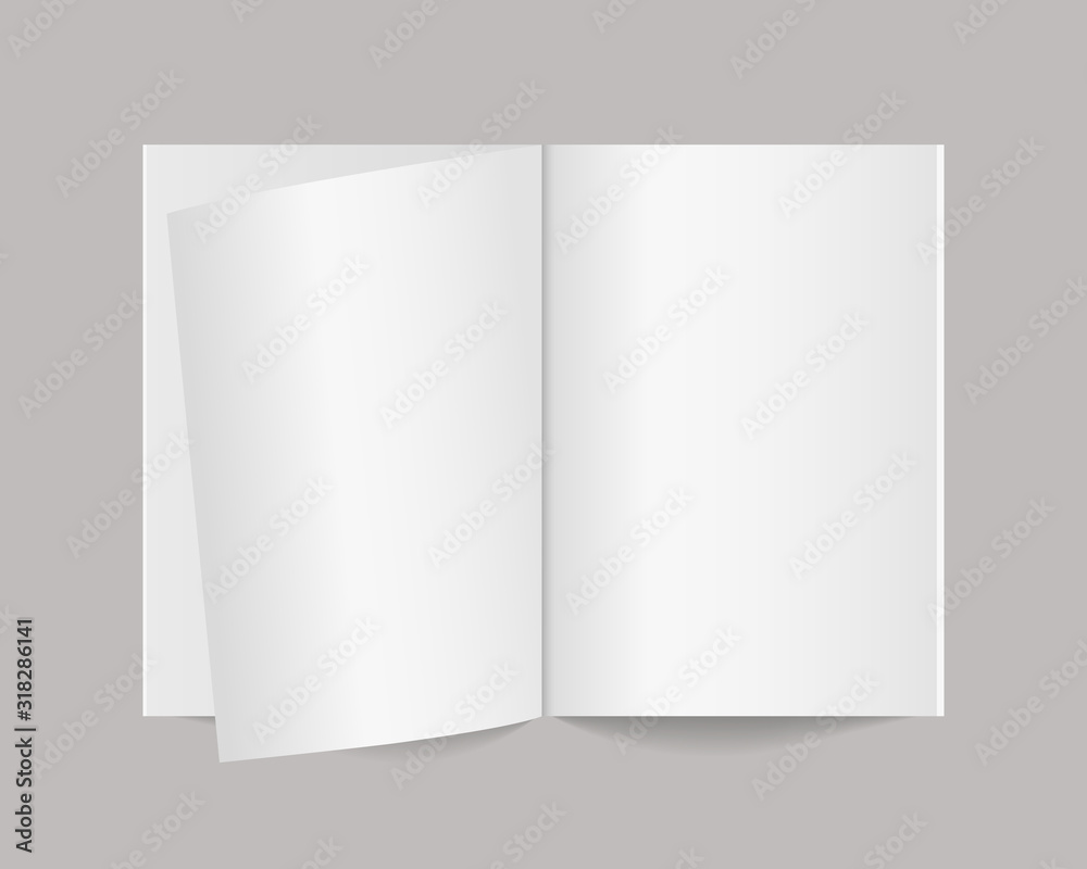 Blank open magazine, book, notebook, booklet, brochure or catalog ...