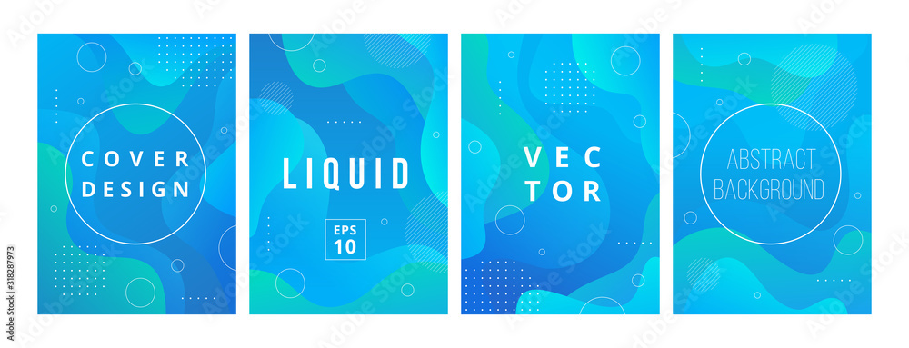 Set of minimal template in modern style design with fluid wavy shapes ...