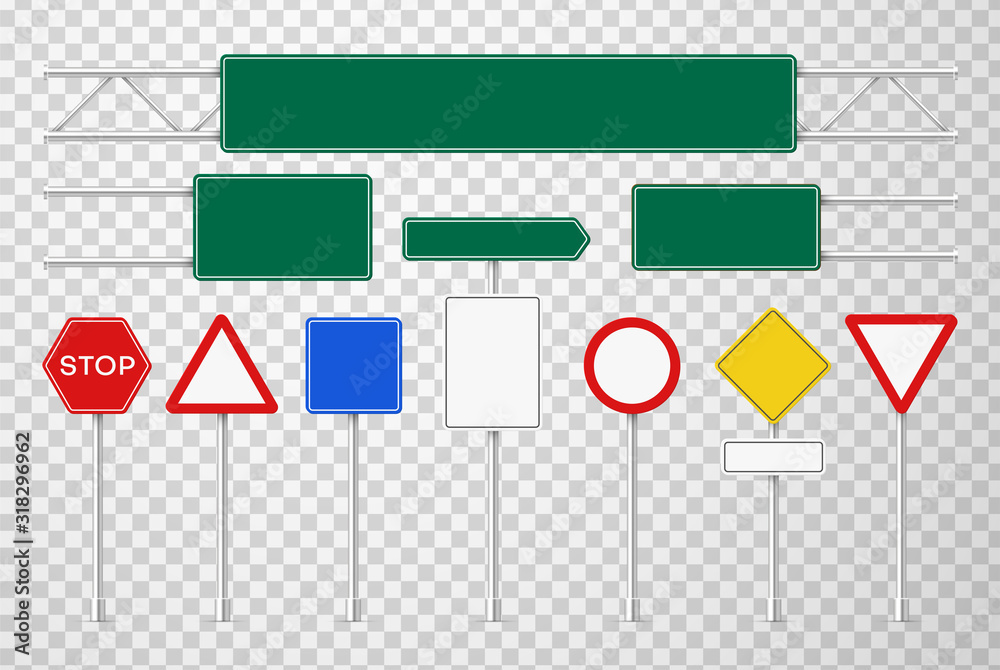 Road signs colorful realistic 3d vector illustrations set Stock Vector ...