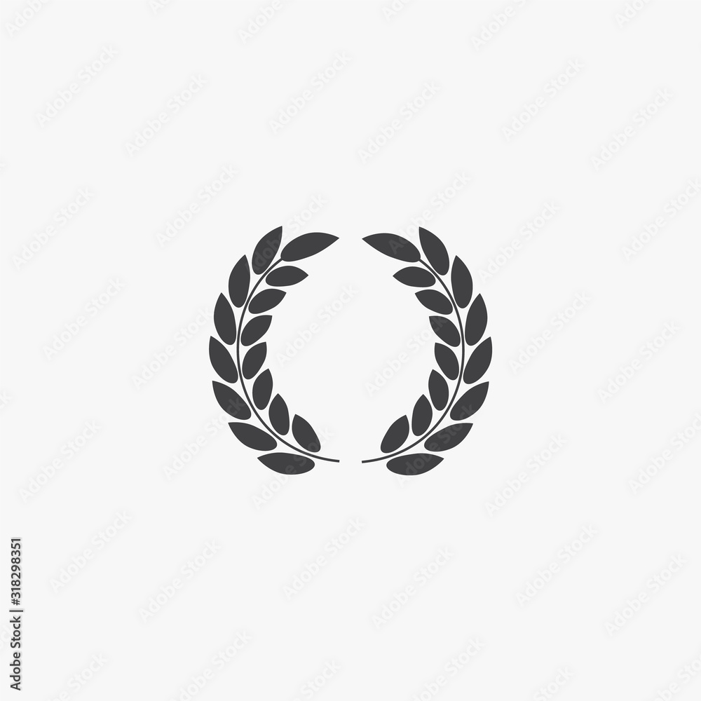 Set of silhouette circular laurel. Laurel wreath with golden ribbon ...