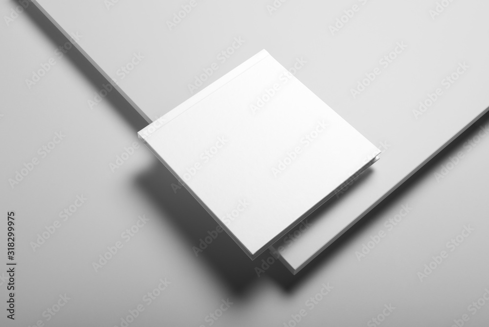 Blank square brochure magazine mockup template isolated on grey, with ...