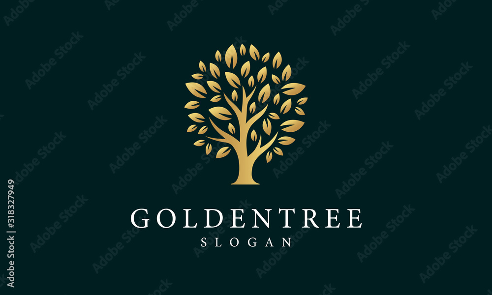 Golden Tree Logo Stock Vector | Adobe Stock