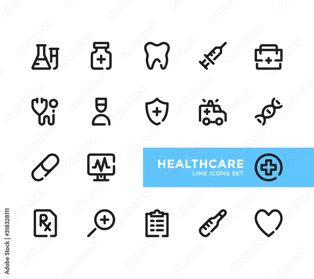 Healthcare line icons set. Pixel Perfect. Modern outline symbols ...
