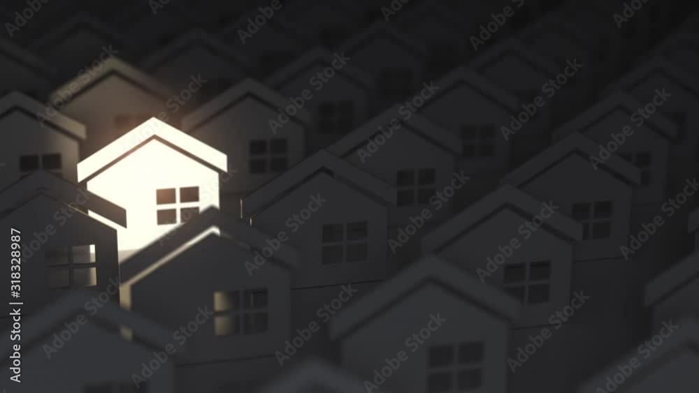 Choosing the right real estate property. Unique lighting house sign in ...