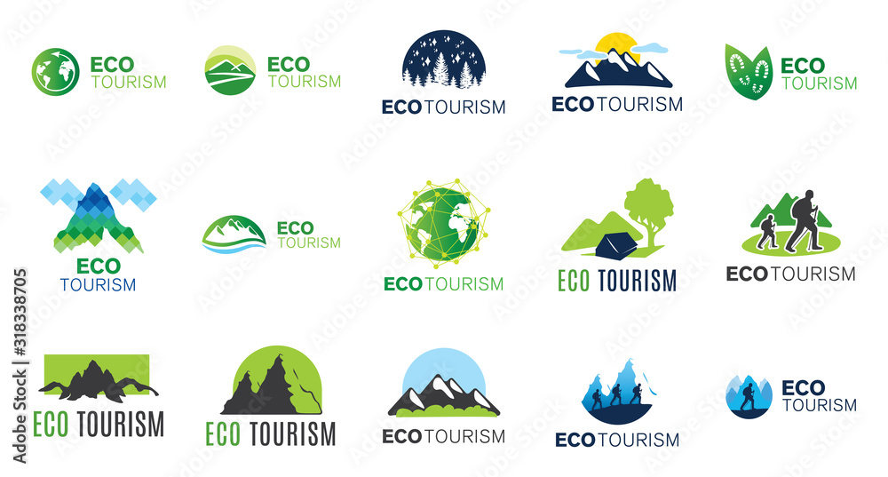 Vector logo of eco-travel, tourism and camping Stock Vector | Adobe Stock