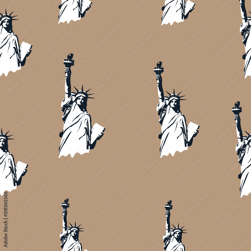 Statue of liberty pattern in vintage style on white background. Stock ...