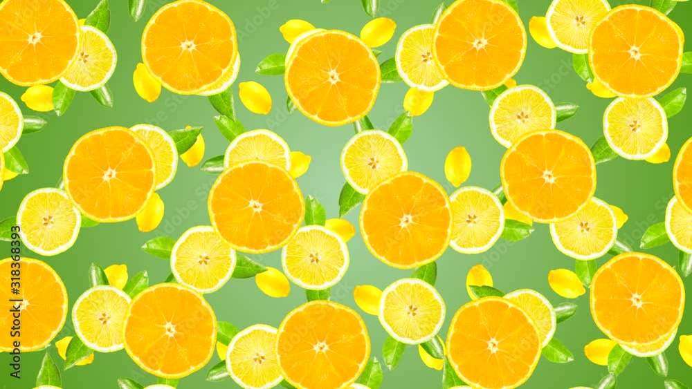 Abstract animated high quality 4K background with fruits moving ...