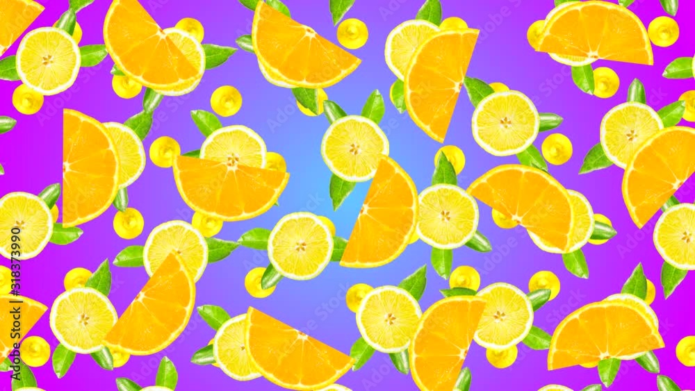 Abstract animated high quality 4K background with fruits moving ...