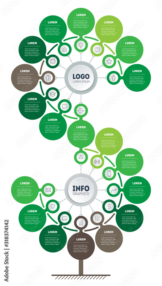 Infographic of green technology or education process with 19 parts ...