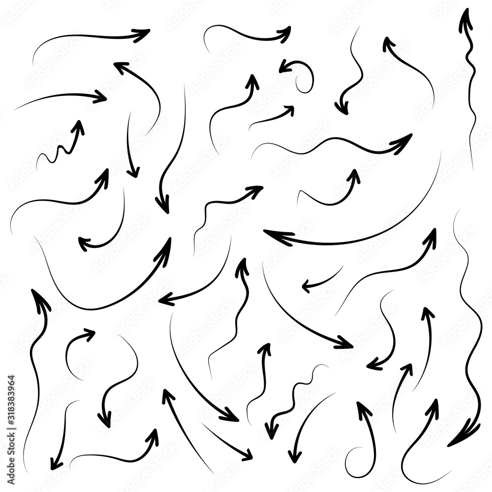 Arrows And Lines - Hand Drawn - Set - Isolated On Gray Background ...