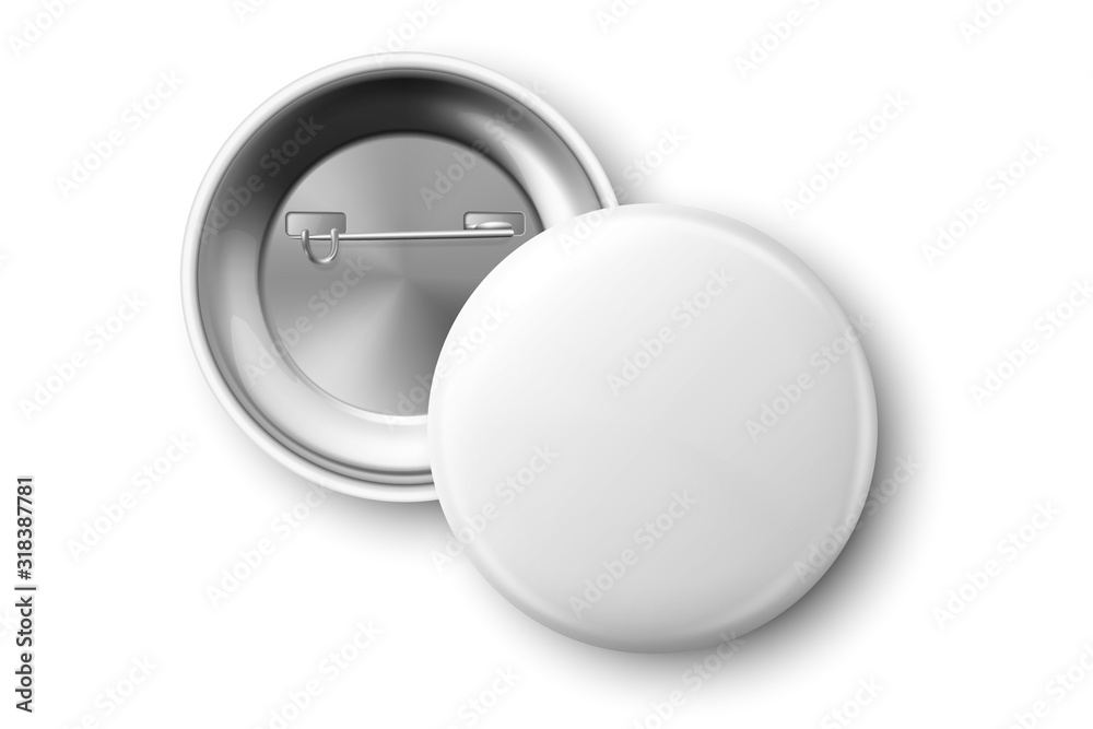 Vector 3d Realistic Black Metal or Plastic Blank Button Badge Icon Set ...