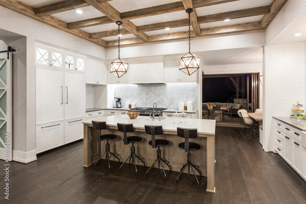 Beautiful Kitchen in New Luxury Home with Island, Cross Hatch Wood ...