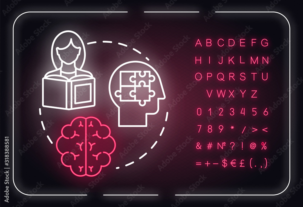 Memory neon light concept icon. Receiving and storing information ...