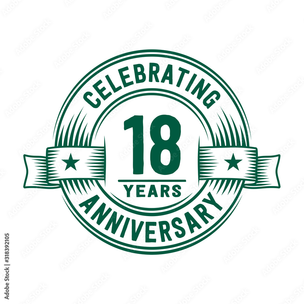 18 years logo design template. 18th anniversary vector and illustration. Stock Vector | Adobe Stock