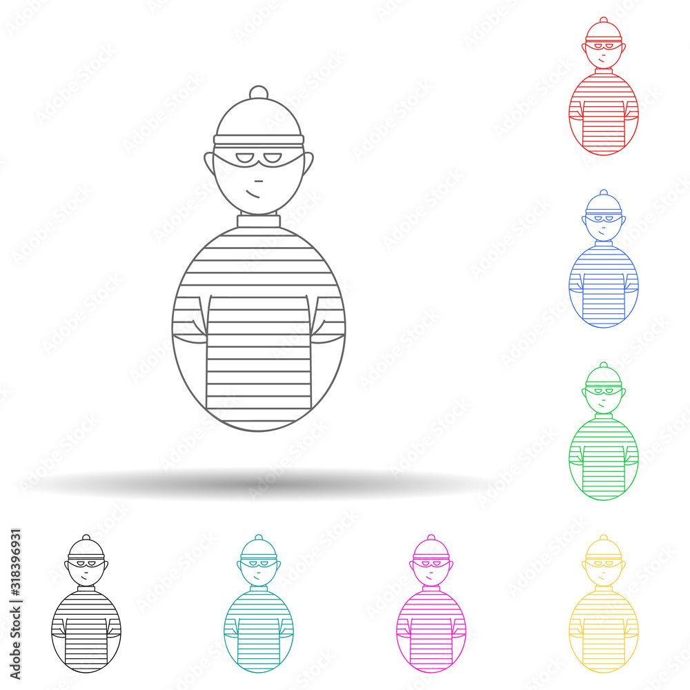avatar robber multi color style icon. Simple thin line, outline vector ...