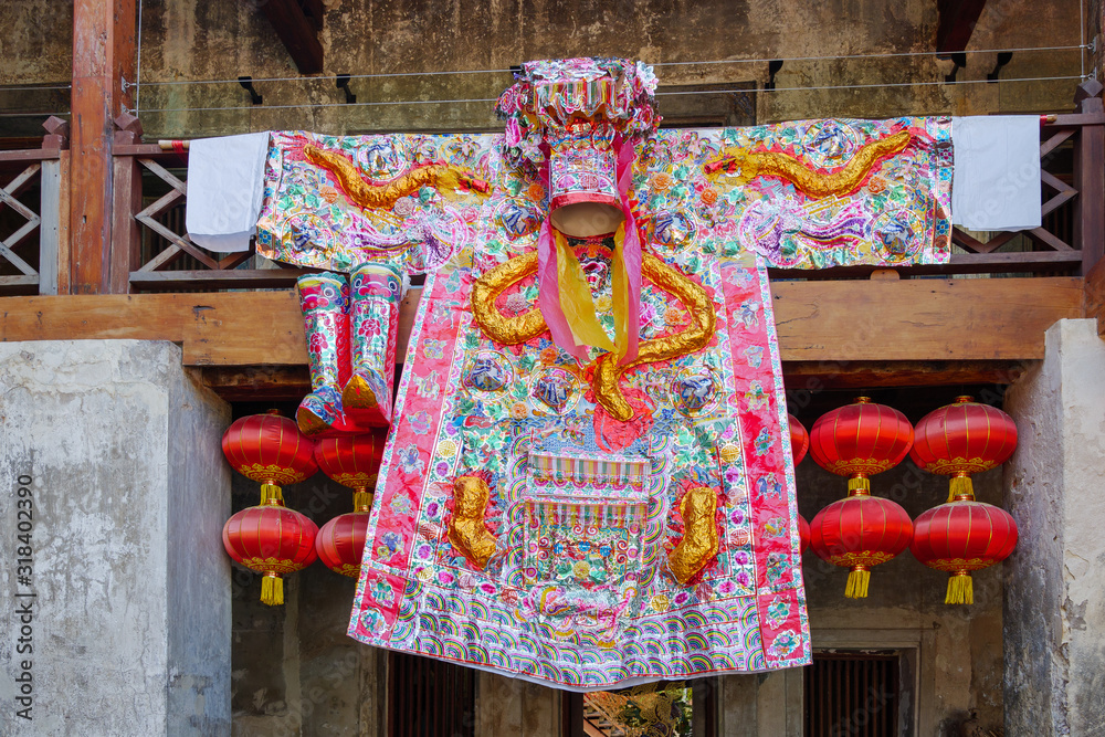 Beautiful Chinese ancient traditional religious clothes hang decorate ...