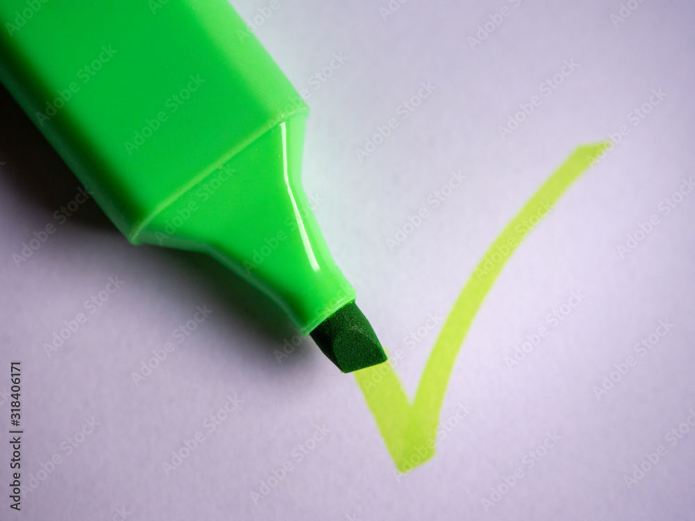 Concept Background: Green check mark on white paper Stock Photo | Adobe ...