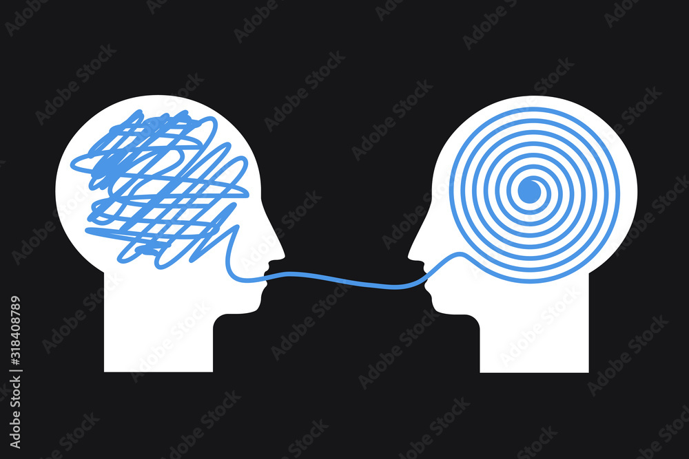 decoding and understanding problem, face to face explanation Stock ...