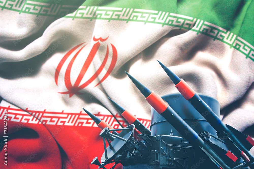 Ballistic missile in Iran flag background Stock Photo | Adobe Stock
