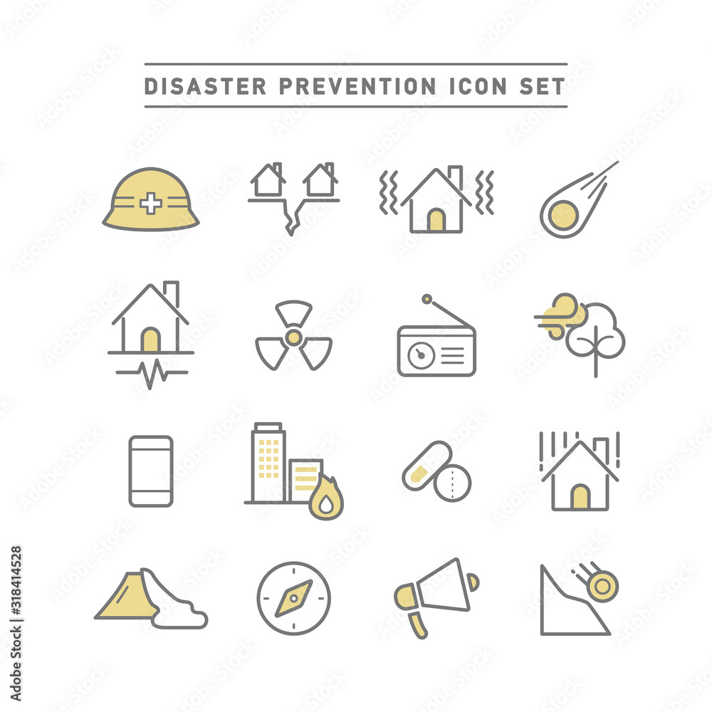 DISASTER PREVENTION ICON SET Stock Vector | Adobe Stock