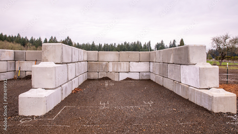 Construction of a manure storage system made of a large heavy concrete ...